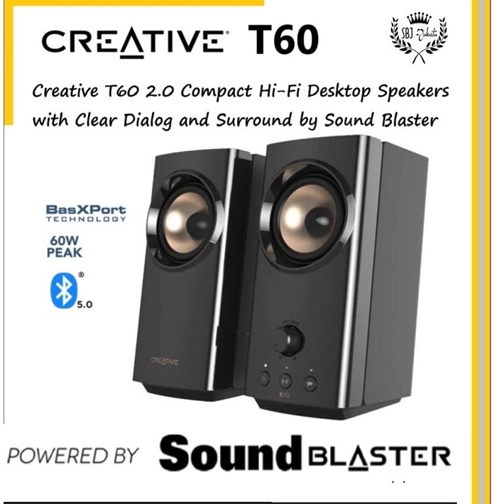 Jual Creative T60 Hi-Fi Desktop Speaker Clear Dialog Surround Portabel ...