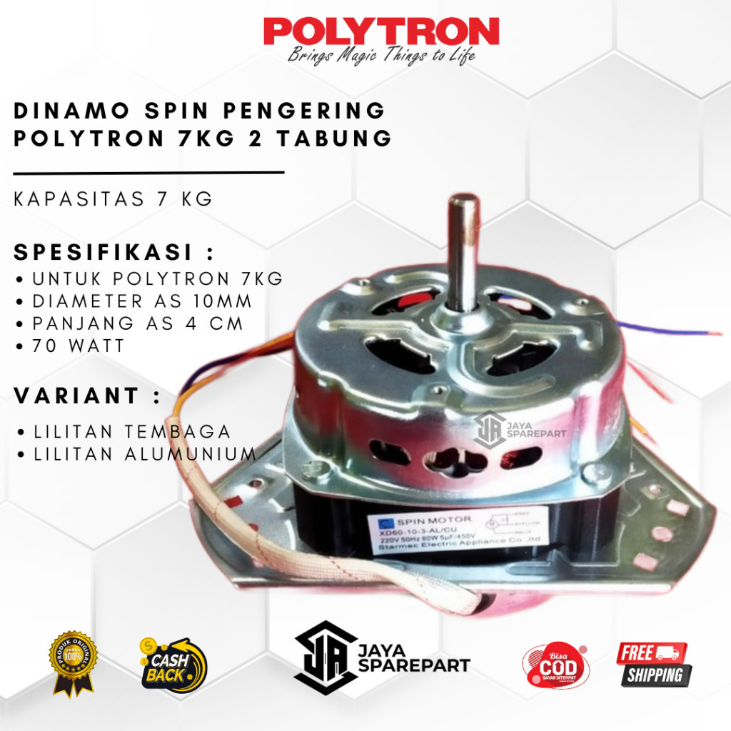 Jual Dinamo Spin Pengering Mesin Cuci Polytron 7 kg 2 tabung | Dinamo Mesin Cuci Umum | Shopee ...