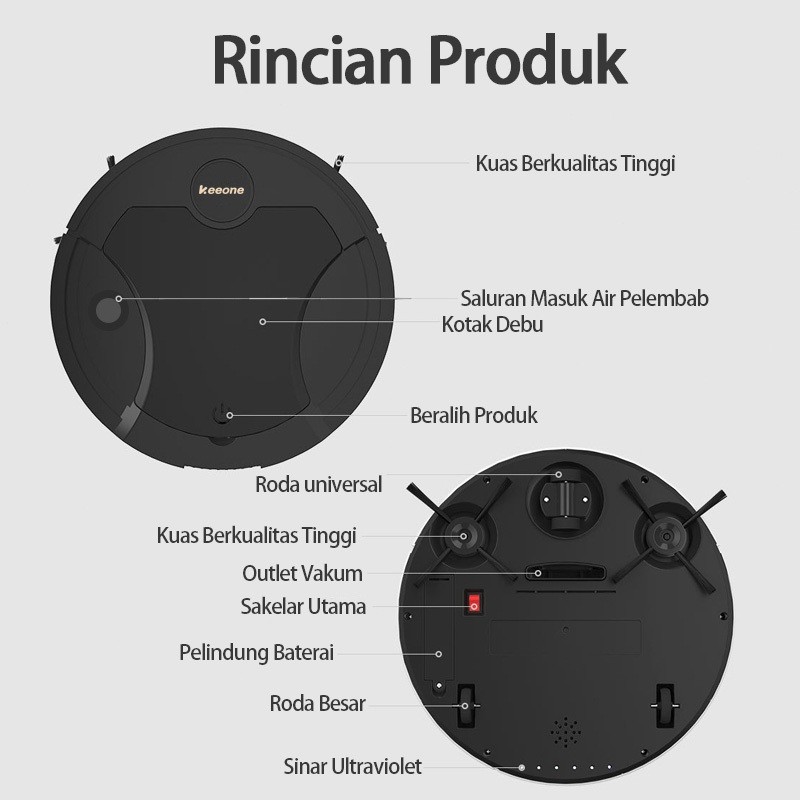 Jual JAMIN MURAH !!!Keeone Robot Vacuum Cleaner 5 in 1 Portable Penyedot Debu Rumah Sapu ...