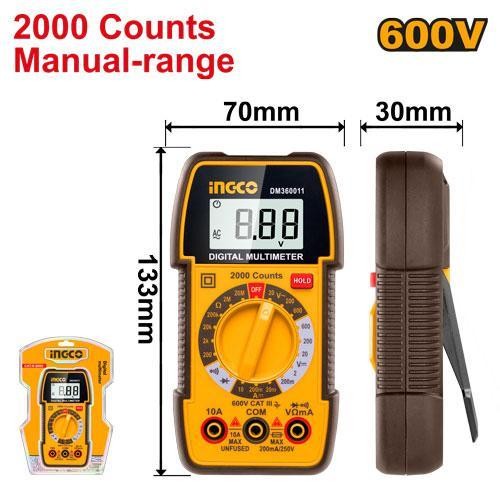 Jual Digital Multimeter LCD 2000 Counts INGCO DM360011 Multitester ...