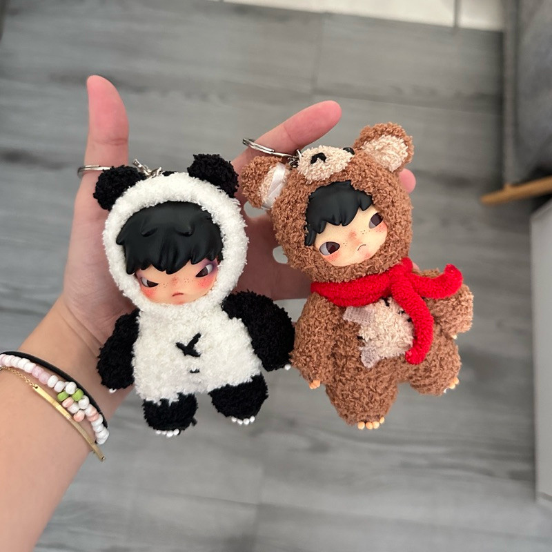 Jual [PO] Hirono keychain bear panda handmade || ningning stuffed bear ...