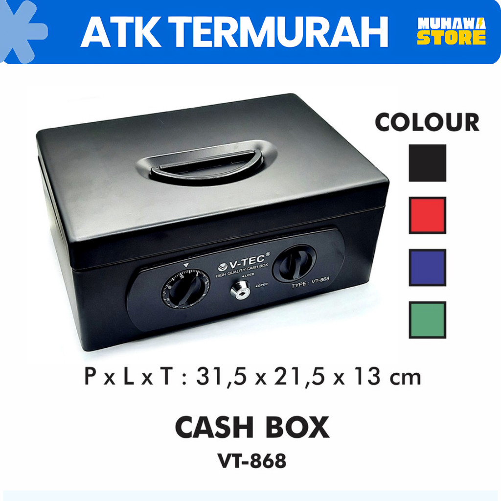 Jual VTEC Cash Box VT 868 Tempat Simpan Uang Brankas Mini VTEC Cash Box Kecil Deposit Box ...
