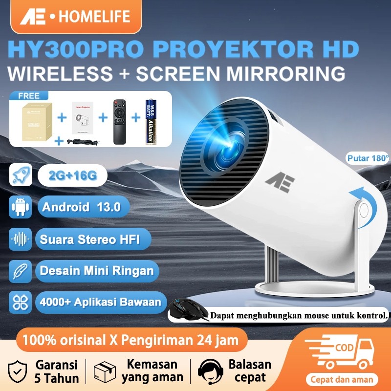Jual AE Proyektor Android 13.0 4k Full HD Mini Infocus Proyektor Auto ...