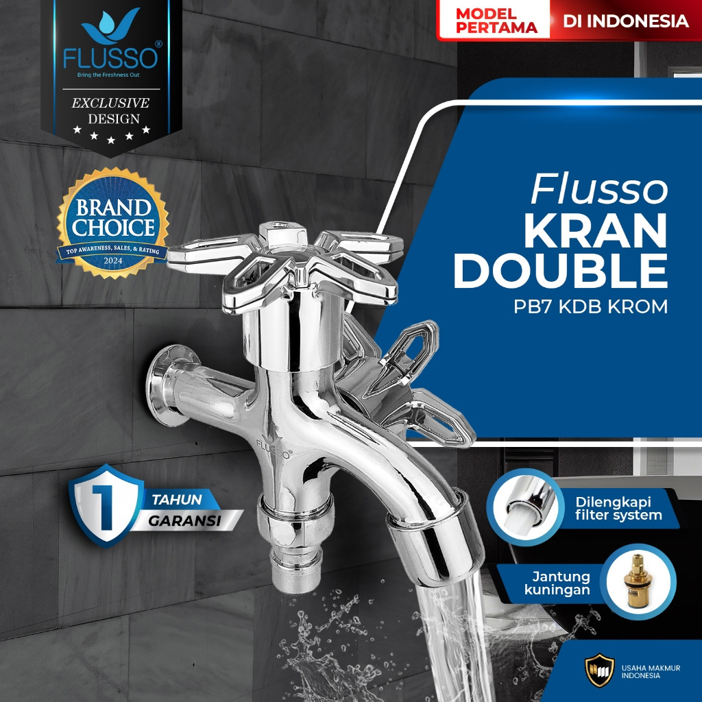 Jual FLUSSO Kran Air Double | Kran Cabang 2 | Kran Double Shower | Kran ...