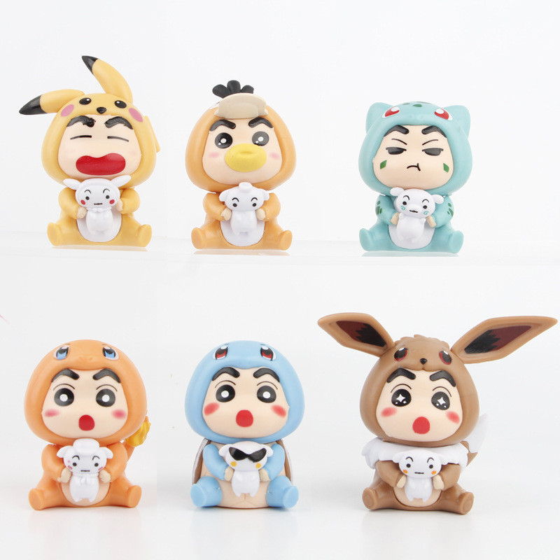 Jual 6pcs/set Crayon Shin-chan as pokemon Eevee Pikachu Bulbasaur ...