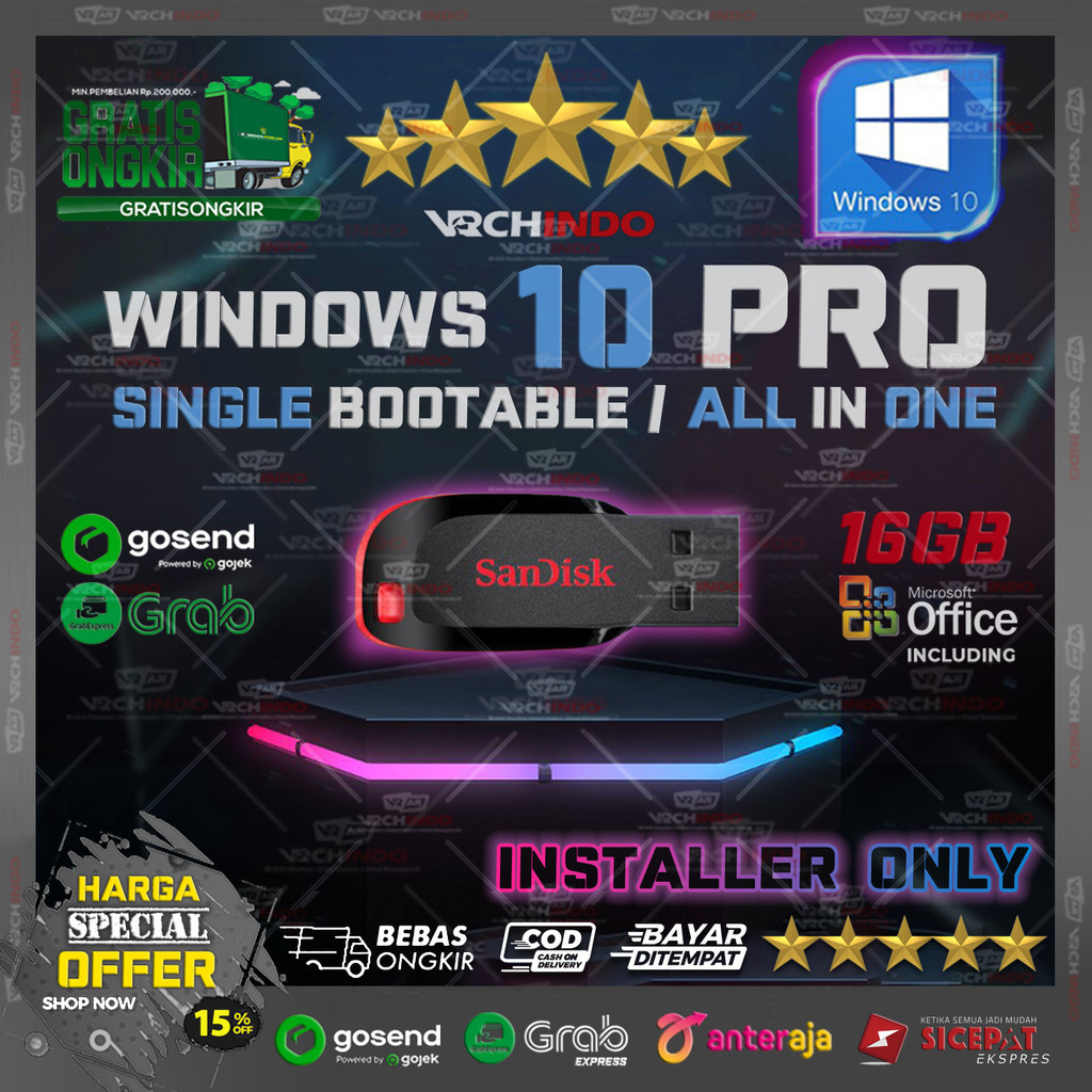 Jual Flashdisk USB Installer Boot Single Win 10 Pro untuk Instalasi ...
