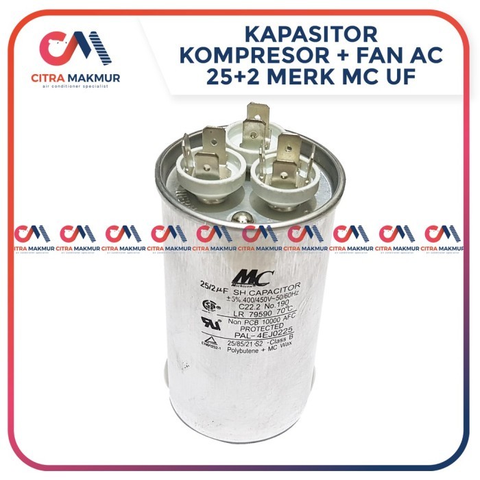 Jual CAT99 Kapasitor AC Double 25 + 2 uF MC Capasitor Kompresor Kipas Dual | Shopee Indonesia