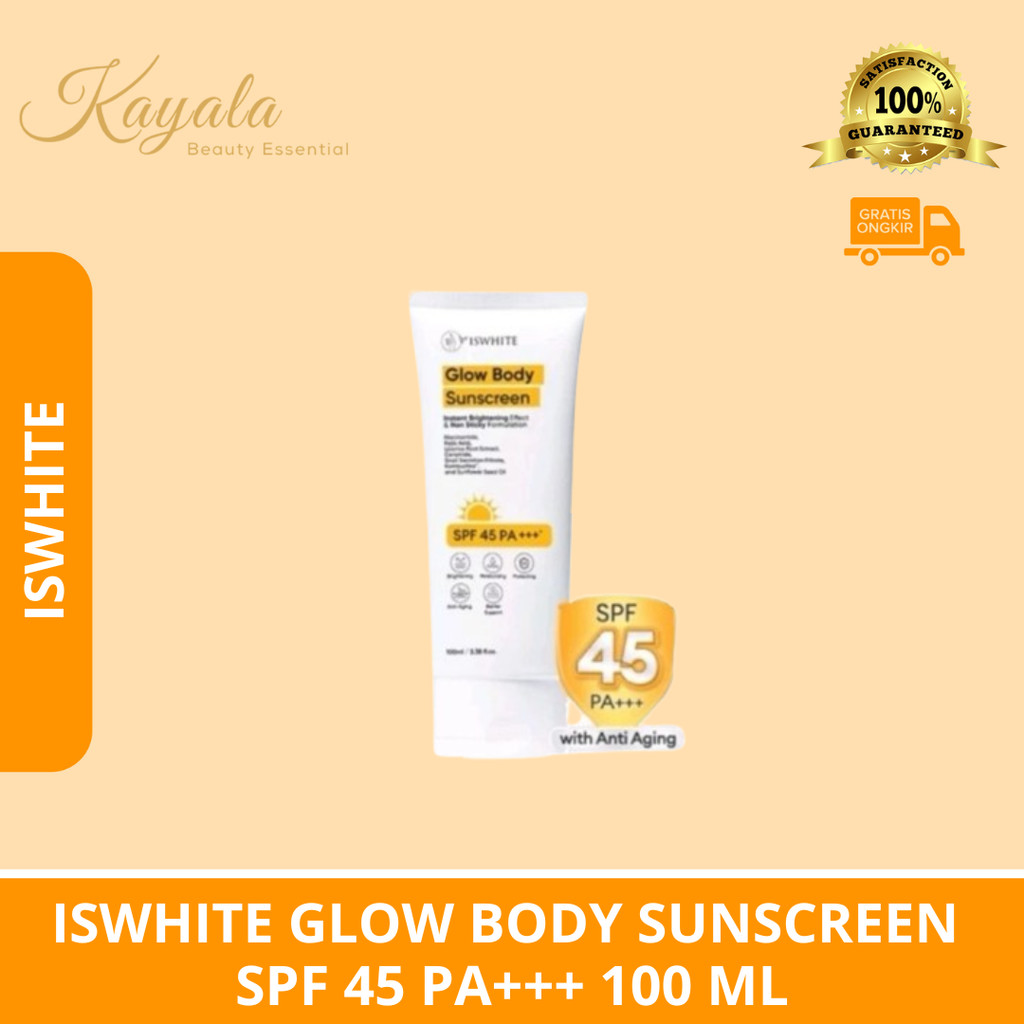 Jual ISWHITE GLOW BODY SUNSCREEN SPF 45 PA+++ 100 ML | Shopee Indonesia