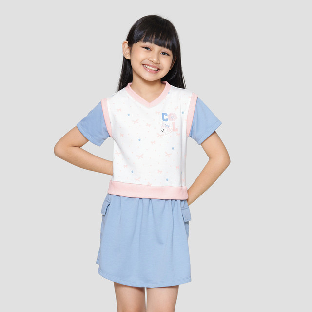 Jual Little M Vest Full Print Midi Dress Anak Perempuan 121504220 ...