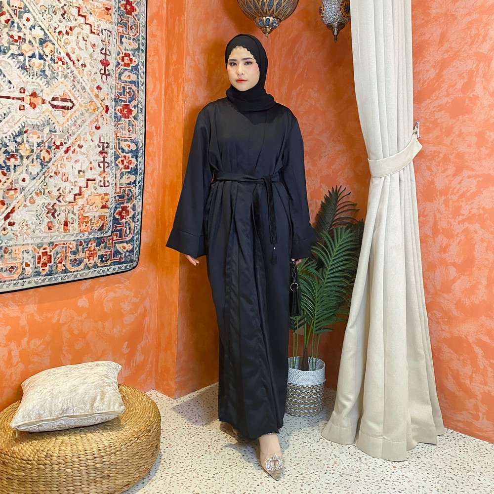 Jual Jihan Abaya Inner Free Tali Pita Outer Abaya Satin Wanita Muslim ...