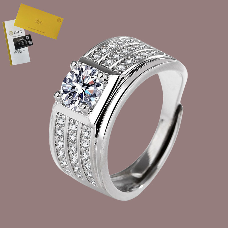 Jual Termasuk Sertifikat GRA Tiga Baris Berlian Cincin Platinum ...