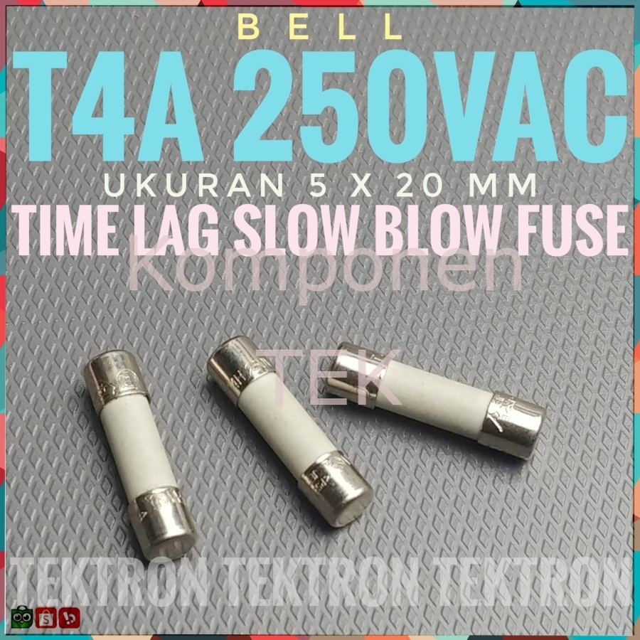 Jual Bell Ceramic Fuse 4A 250VAC Sekring T4AH Time Lag Delay Keramik ...