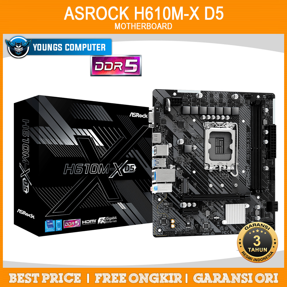 Jual ASROCK H610M-X D5 | MOTHERBOARD INTEL H610 LGA1700 DDR5 Micro ATX ...