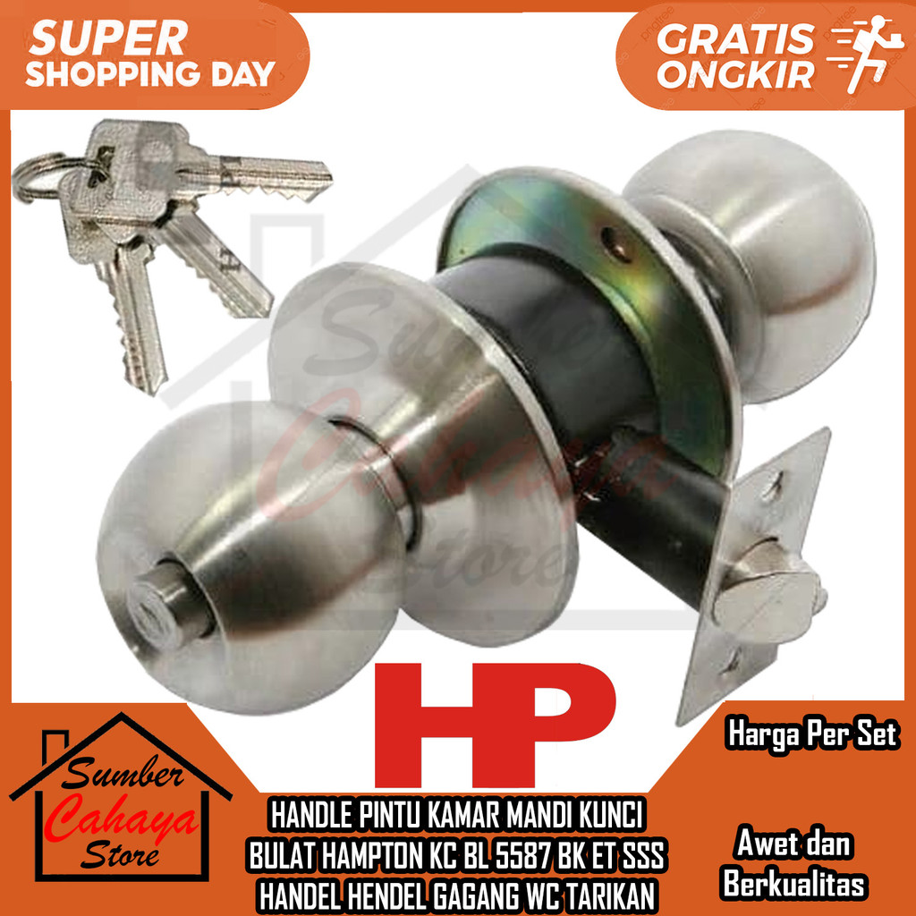 Jual Handle Pintu Kamar Mandi Kunci Bulat Hampton Kc Bl 5587 Bk Et Sss ...