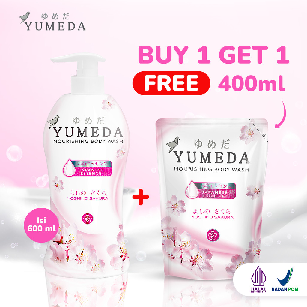 Jual [BUNDLING] YUMEDA Nourishing Body Wash Yoshino Sakura Pump Bottle 600mL gratis 400mL ...