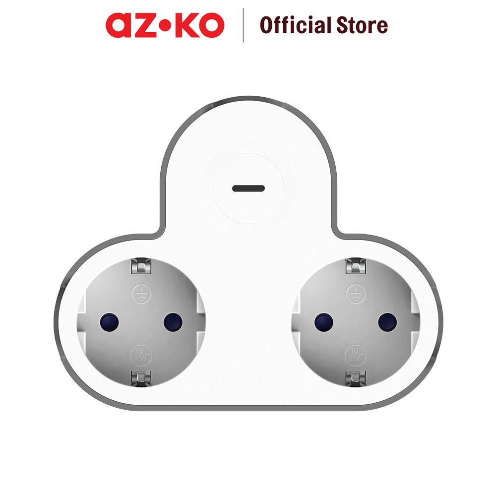 Jual AZKO Krisbow Stop Kontak 2 Soket Dengan Switch - Abu-Abu/Putih ...