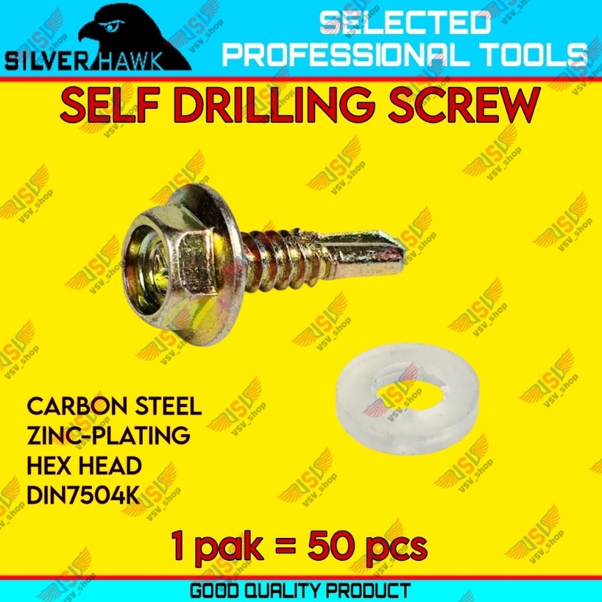 Jual Sekrup Roofing Baja ringan Hex Head SilverHawk Baut Roofing #10 ...