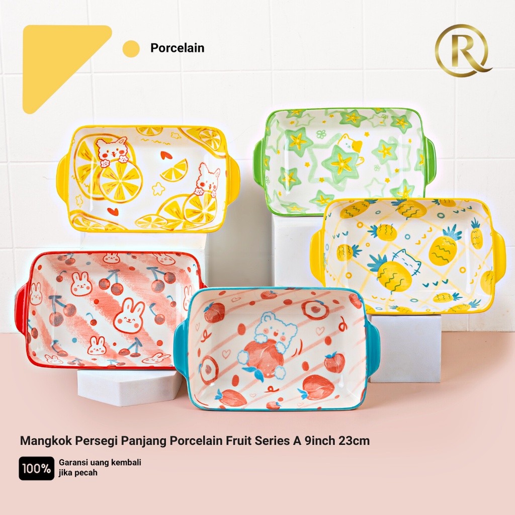 Jual ROSTIA Mangkok Persegi Panjang Fruit Series A Porcelain Keramik ...