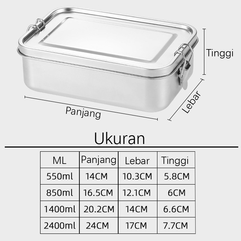 Jual 304 Stainless Steel 850ML Lunch Box Premium Anti Tumpah Anti ...