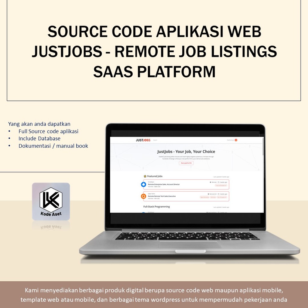 Jual SOURCE CODE APLIKASI WEB JUSTJOBS - REMOTE JOB LISTINGS SAAS PLATFORM | Shopee Indonesia
