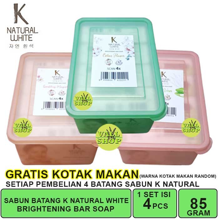 Jual 1 SET ISI 4 BATANG SABUN K NATURAL WHITE 85 GRAM GRATIS KOTAK ...