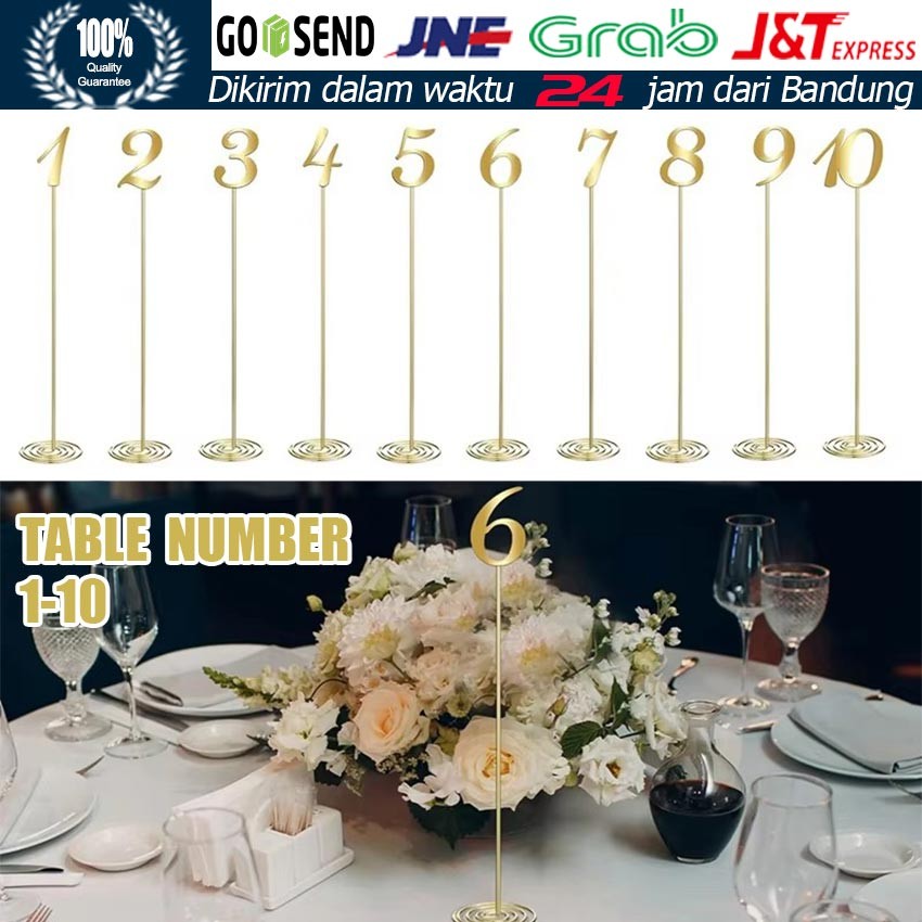 Jual 10Pcs Table Number Wedding / 1-10 Nomor Meja Baja Tahan Karat ...