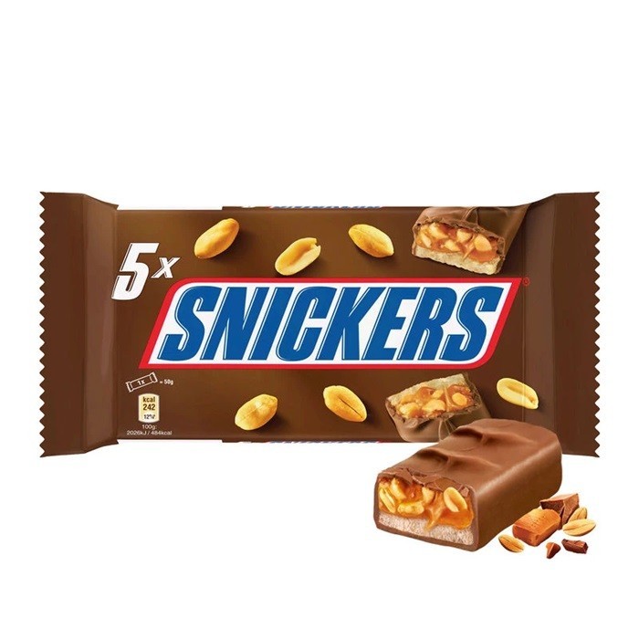 Jual SNICKERS Chocolate Bars 250gram isi 5 pcs asal Eropa | Shopee ...