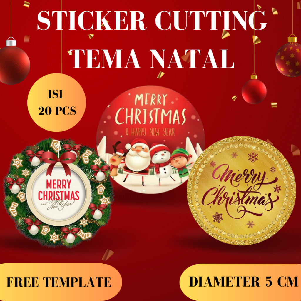 Jual Stiker Natal Bulat Merry Christmas Untuk Toples Cookies Kue Kering ...