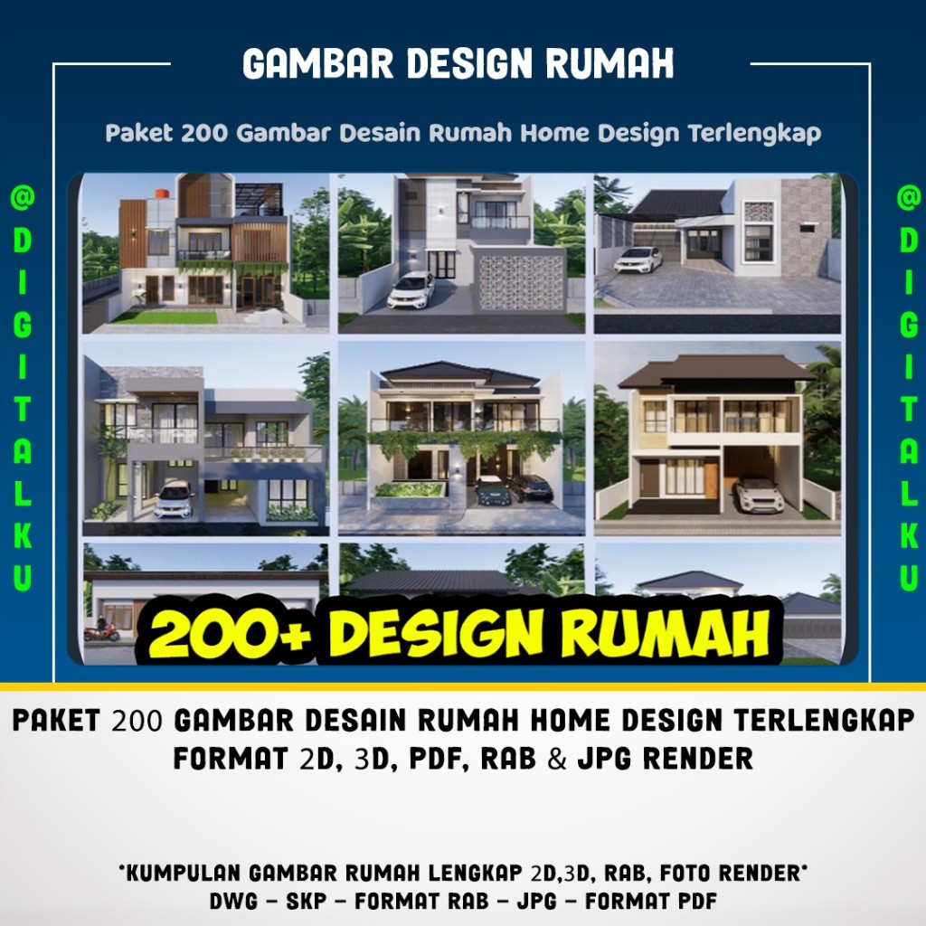 Jual Paket 200 Gambar Desain Rumah Home Design Terlengkap format 2D, 3D ...