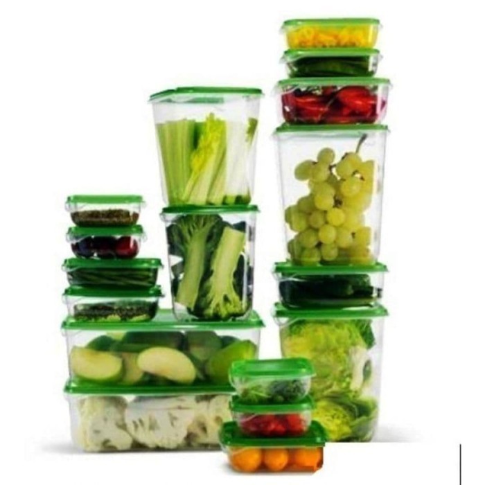 Jual KOTAK MAKANAN 17 PCS HIJAU BOX MAKANAN DI KULKAS BOX MAKANAN ...