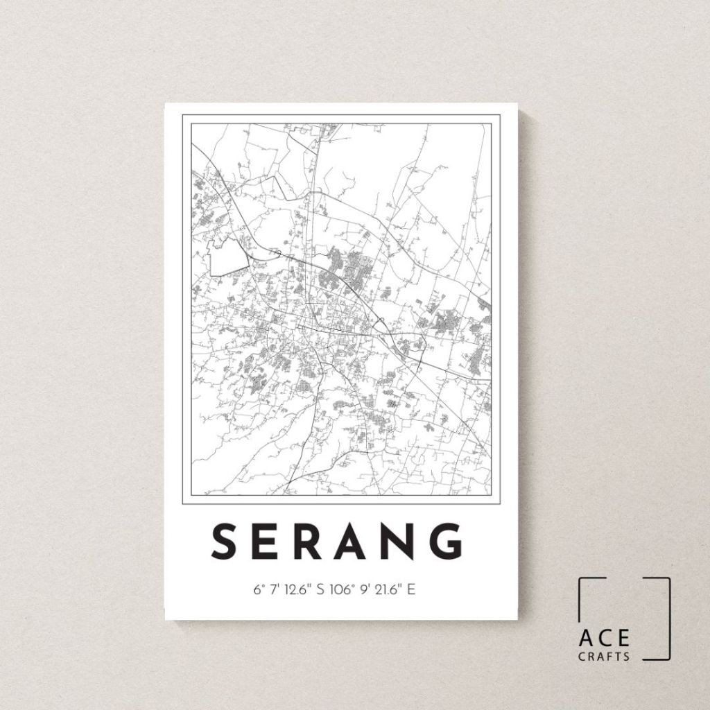 Jual Serang Indonesia City Map hiasan dinding minimalis poster peta ...