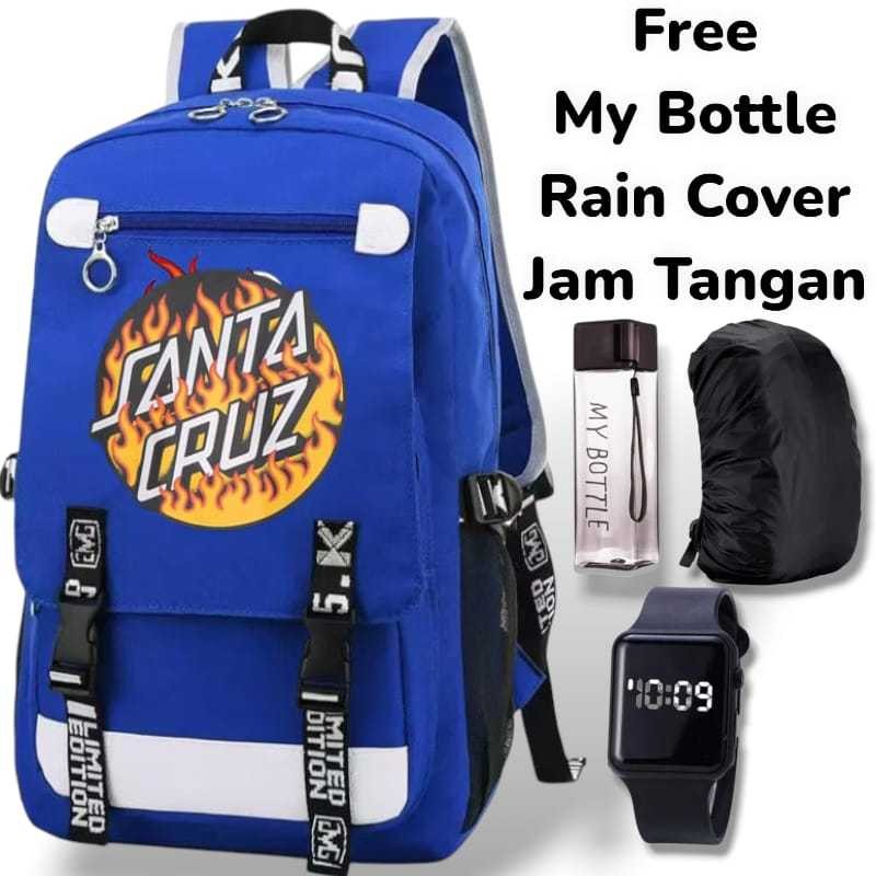 Jual Tas Ransel Anak Sekolah Laki Laki Keren SD SMP SMA SMK Gambar Terbaru Santa Cruz Bonus Jam ...