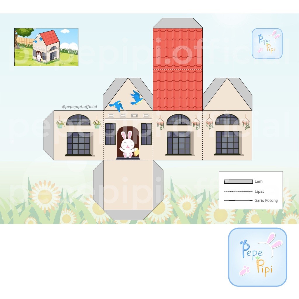 Jual Papercraft 3D Pola Rumah Paper Craft House Kerajinan Kertas Cut ...