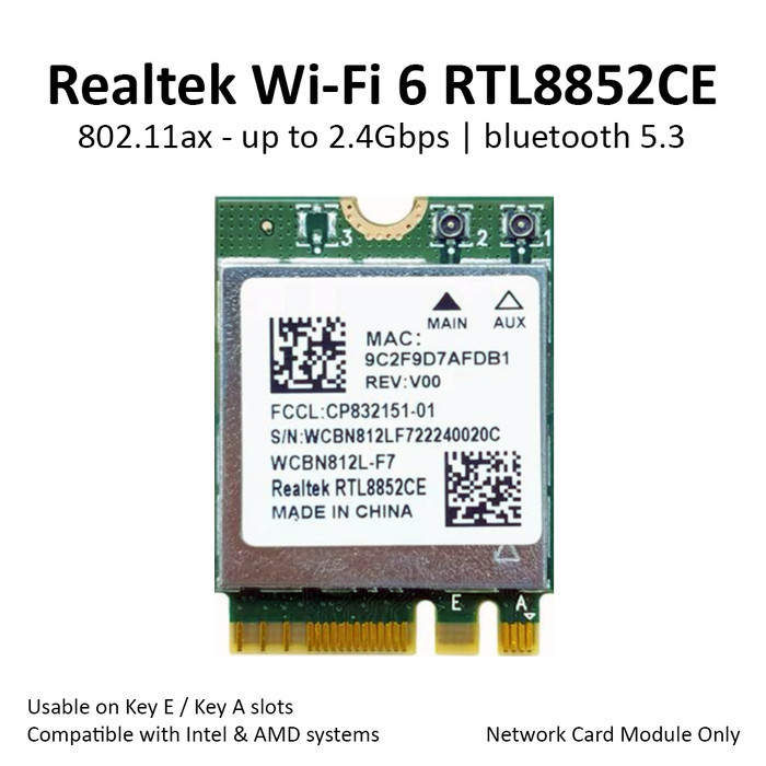 Jual Realtek WiFi 6E RTL8852CE Wireless Network Card BT 5 M 2 NGFF AX