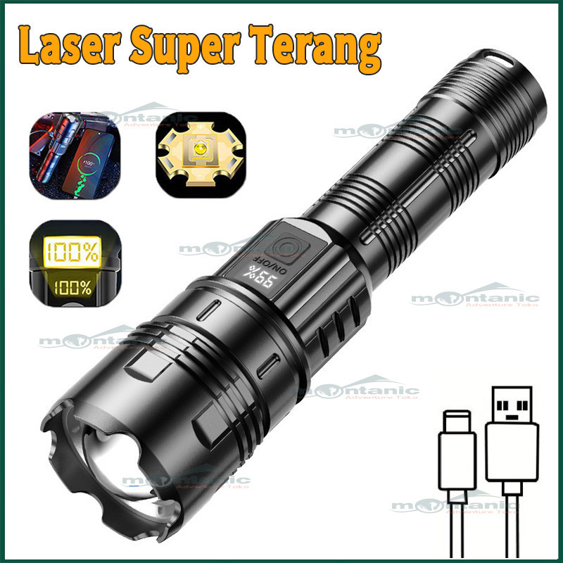 Jual Senter LED Super Terang 100000 lumens Senter Cas Tahan Lama Zoom Senter Jarak Jauh 5000 km ...