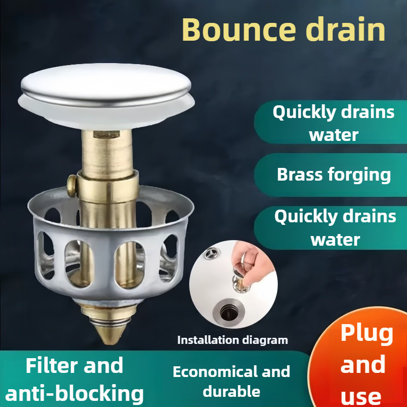 Jual Basin Drains Universal Metal Filter Valve Pop-up Drainer Waste ...