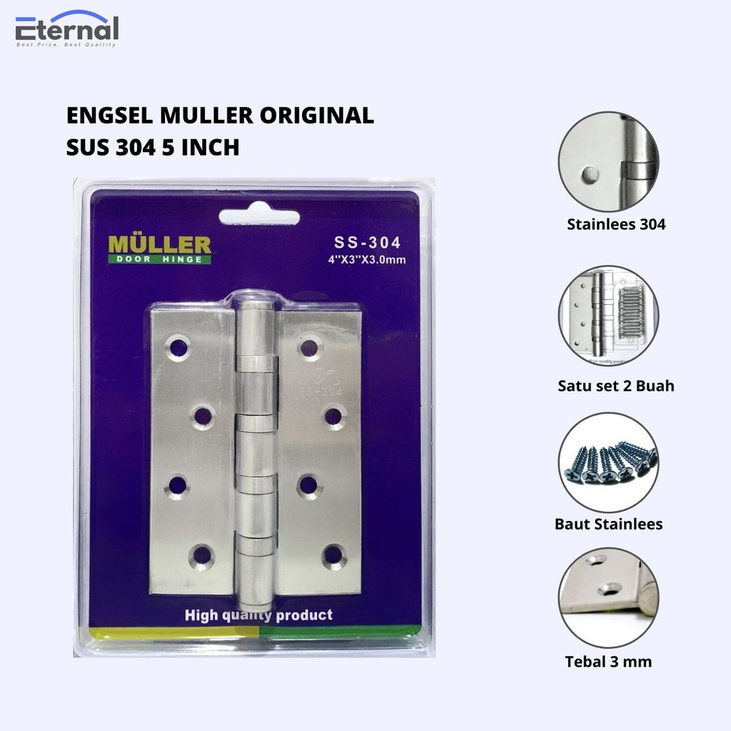 Jual Engsel Pintu MULLER Stainless Steel SS 304 Original – 4 Inch, Anti ...