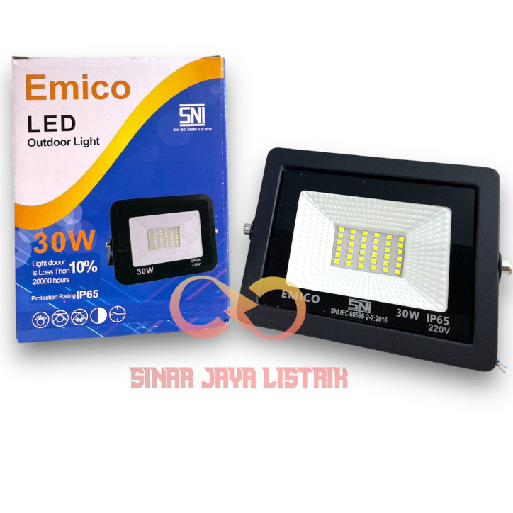 Jual Lampu Sorot 10w 20w 30w 50w Putih Wharm White Emico SNI High Quality | Shopee Indonesia