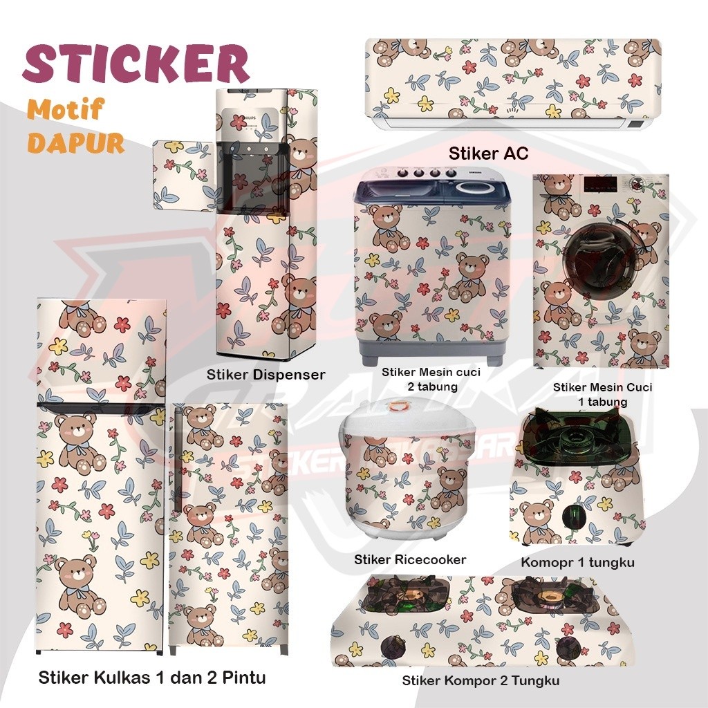 Jual Stiker kulkas kompor mesin cuci 1 2 pintu tabung mata Rice Cooker ...