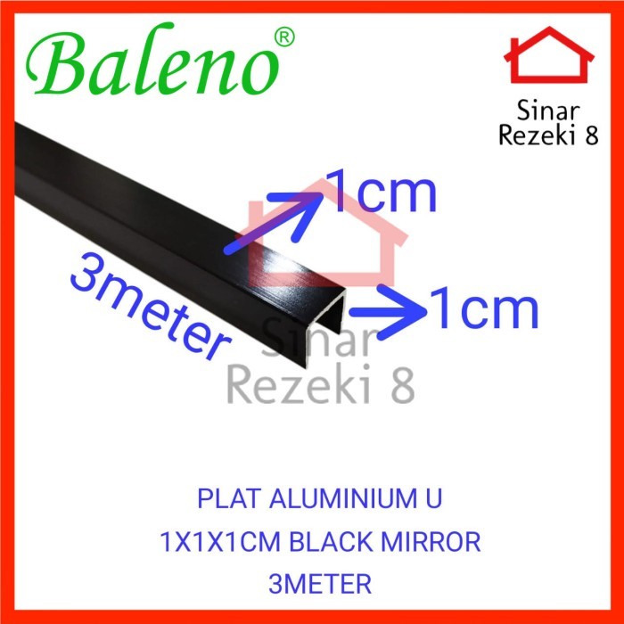 Jual Plat Aluminium List U Hitam Mirror 10 x 10 x 10 mm / 1 x 1 x 1 cm ...