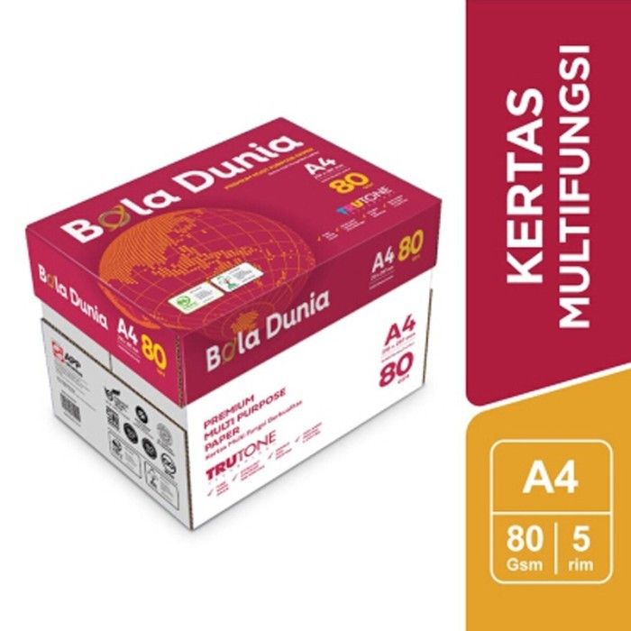 Jual Kertas HVS A4 80gr Bola Dunia - 1 rim isi 500 lembar | Shopee ...