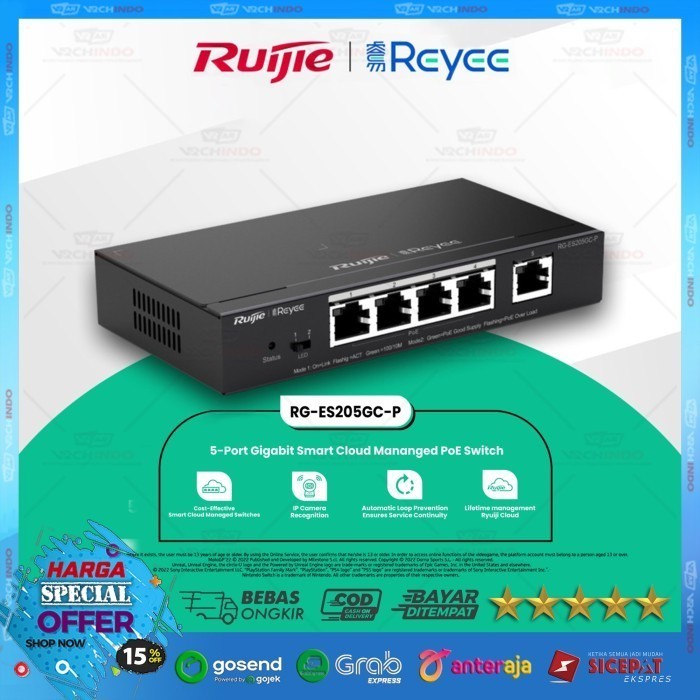 Jual Ruijie Reyee RG-ES205GC | Switch 5-Port Gigabit Smart Cloud Mananged Switches Non-PoE ...
