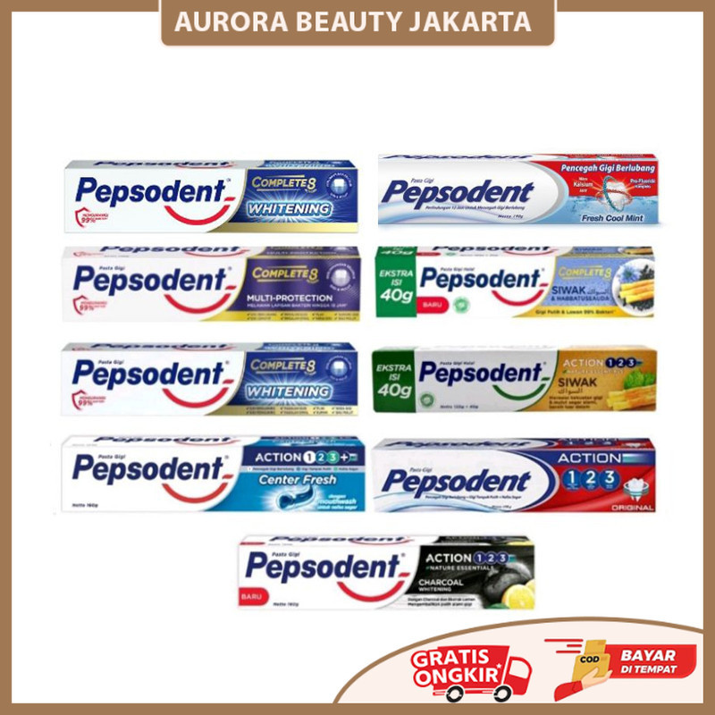 Jual PEPSODENT PASTA GIGI 150GR - 225GR ALL VARIAN AURORA BEAUTY ...