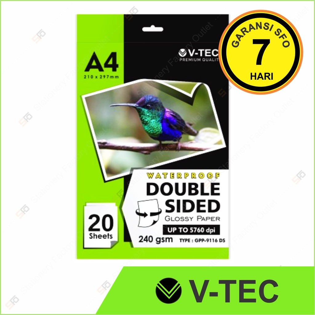 Jual Glossy Photo Paper Double Sided V-Tec A4 240 gsm - Kertas Foto ...