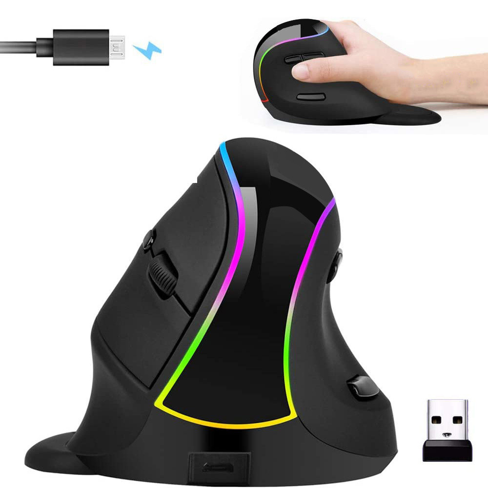Jual Rechargeable Vertical 2.4G Wireless Mouse with Plam Rest RGB ...