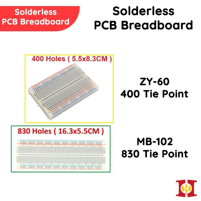 Jual Breadboard MB-102 MB102 400 830 Tie Point Titik Lubang Solderless Bread PCB Project Mini ...