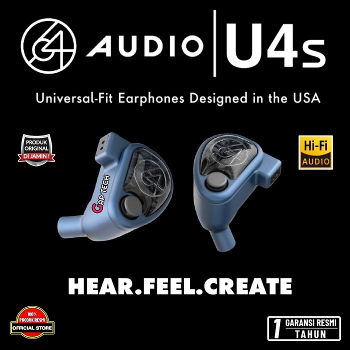 Jual 64 Audio U4s / U 4s Premium Quad Driver Hybrid In Ear Monitor iem ...
