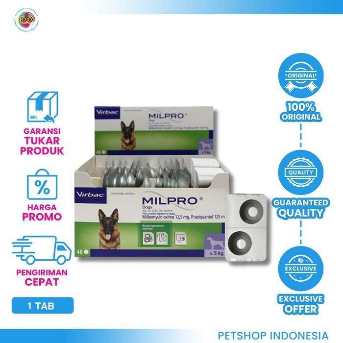 Jual Virbac Milpro Anjing Tablet Obat Cacing Untuk Anjing Dewasa 1 ...