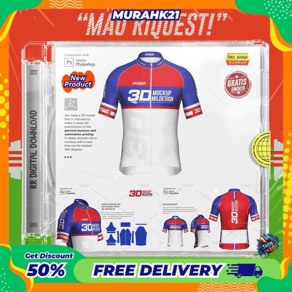 Jual Jersey Sepeda 3D Pria Fullzip SS Mockup NEW MOCKUP | Shopee Indonesia
