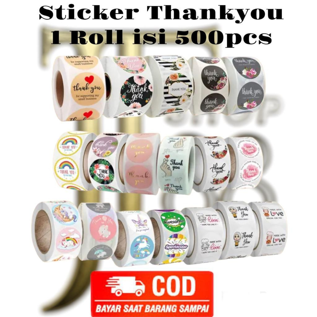 Jual Sticker Thankyou Label Thankyou Motif Lucu 1 Roll Isi (500pcs ...